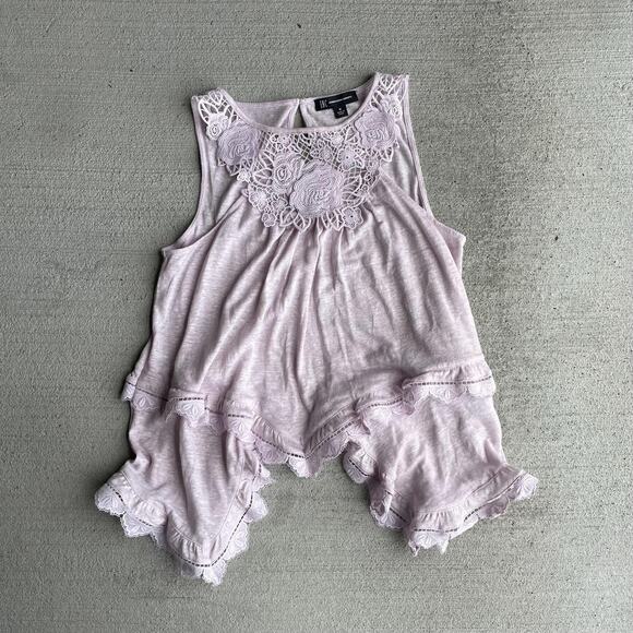 INC International Concepts | Tops | Y2k Vintage 0s Linen Lavender Pastel Crochet Asymmetrical ...